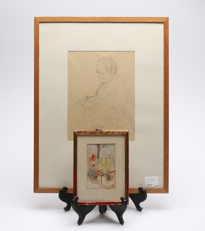 SIGNE LUND-ASPENSTRÖM. Blandteknik samt teckning, monogramsignerade ...