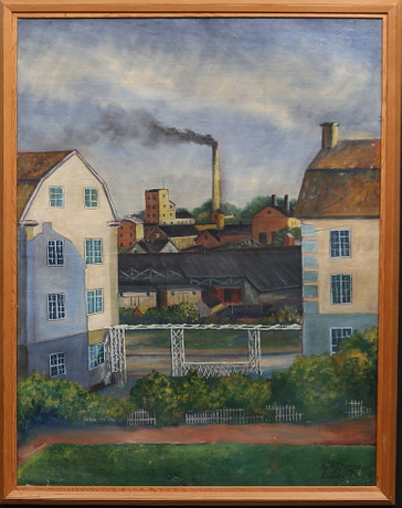 KARL EVERT "COLUMBUS" GRYNNING. Olja på duk. Signerad Evert Johansson ...