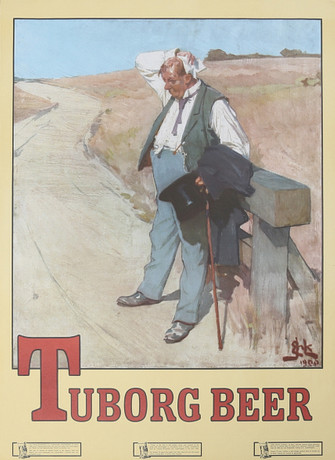 ERIK HENNINGSEN. Poster, The thirsty man - Tuborg beer, offset print ...