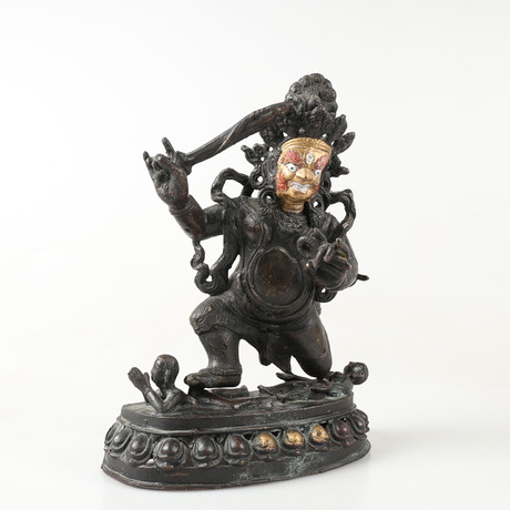DHARMA PALA. Partially painted bronze, Sino-Tibetan, 19th century ...