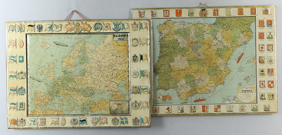 MAPS plate, Europe 1931 and Spain 1931. Advertising from Servus and ...