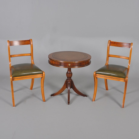 REPRODUX ROUND TABLE AND TWO CHAIRS, England. Furniture - Tables ...