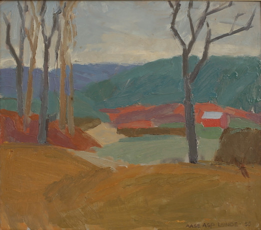 AASE ASP LUNDE. Oil on Board, signed 50. Art - Paintings - Auctionet