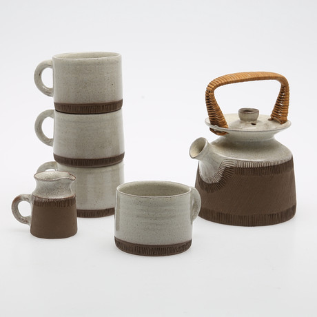 SIGNE PERSSON-MELIN. Tea service, 6 parts, stoneware, 1970s, signed ...
