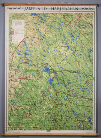 VÄGGKARTA, Jämtland-Härjedalen, 1:200000, Generalstabens litografiska ...