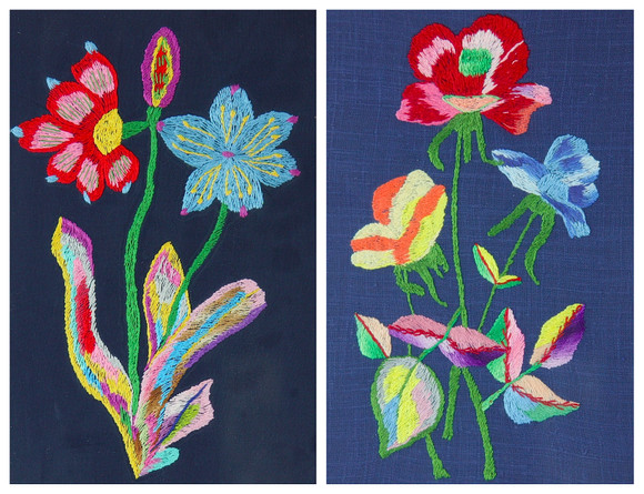 ANNA LOVISA "LAPP-LISA" ÖST (1889-1974). BRODERIER, ett par, signerade ...