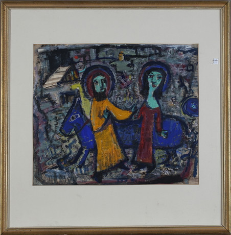 HILDE JOOS. "Jesus und Maria", Tempera, signed. Art - Paintings - Auctionet
