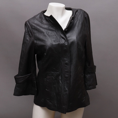 JACKET, chocolate brown leather, size 40/42, Oui & Co. Vintage ...