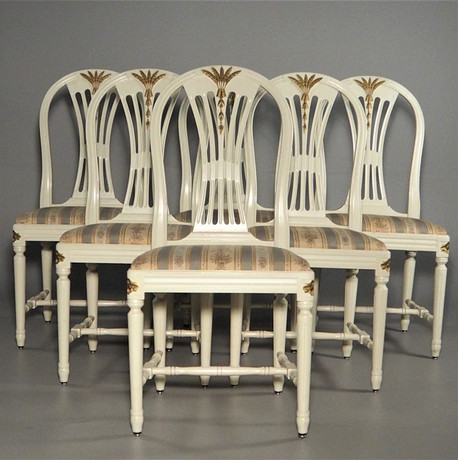 STOLAR, 6 st, "Axet", gustaviansk stil, 1900-tal. Möbler - Fåtöljer ...