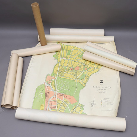 MAPS of Karlshamn, 16 pieces, 1900s. Books, Maps & Manuscripts - Auctionet