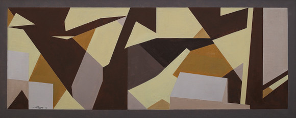 BERTIL ÖHLUND (1923-2003). Geometrinen rakenne, öljy kankaalle ...