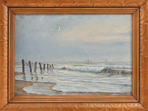 GERHARD ALBE. Coastal picture, oil on canvas, signed and dated 22. Art ...