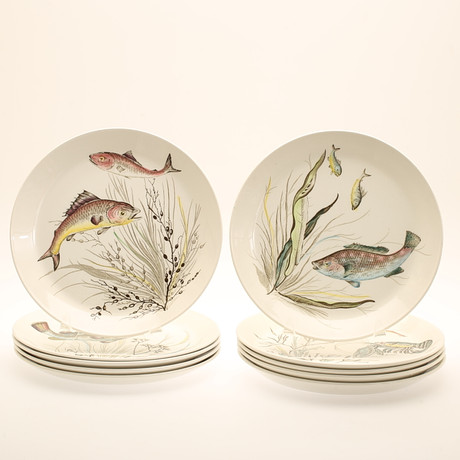 PLATES, 10 pieces, "Fish", Johnson Bros. Ceramics & Porcelain ...