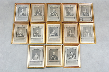 KOPPARSTICK, 13 st, Danska kungar, 17-1800-tal. Konst - Övrigt - Auctionet