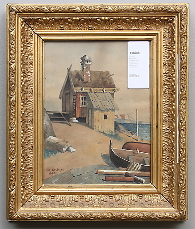 ROBERT EKSTRAND. Stuga vid havet. Gouache. Signerad Rob Ekstrand och ...