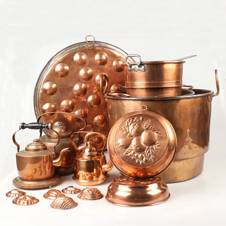 LOT OF A Collection OBJECTS, 14 parts 18/1900s. Silver & Metals ...