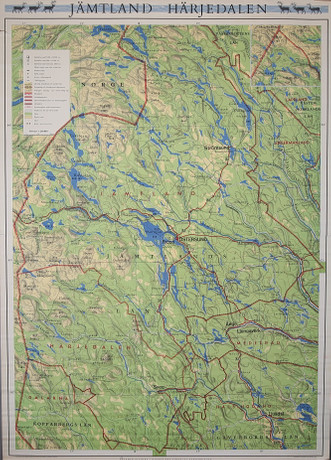 VÄGGKARTA, Jämtland-Härjedalen, 1:200000, Generalstabens litografiska ...