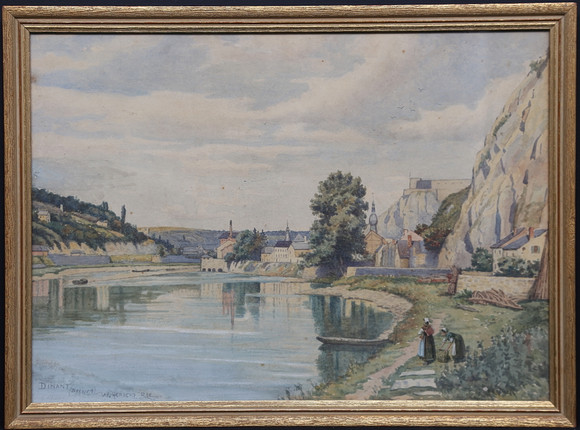 WALTER HERBERT ROE. "Dinant". Belgien. Akvarell, signerad. Konst ...