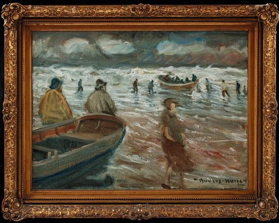 ANDERS HUNE. Stormy beach, oil on canvas, signed. Art - Paintings ...