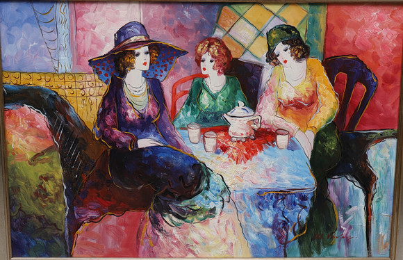 MARY VARLEY. olja på duk, fikastund, signerad M. Varley. Konst - Måleri ...