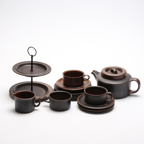 TEA SET PARTS, 9 parts, ceramic, "Ruska", Ulla Procopé, Arabia ...