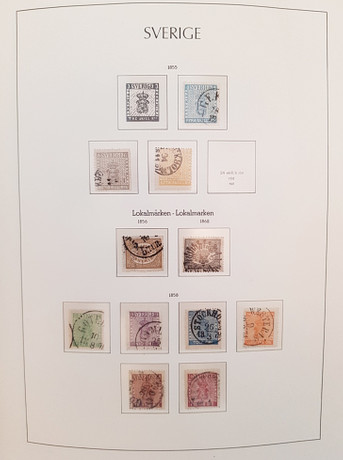 THE STAMPS, classic Sweden, almost complete 1855-1969. Coins, Medals ...