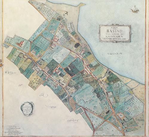 MAP OF BÅSTAD, print after original from 1788. Art - Engravings ...