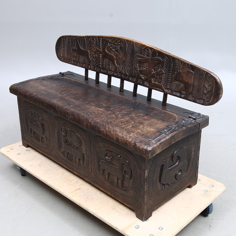 BENCH / COFFIN, wood, probably Wladyslaw Trojan, Poland, 1960s ...