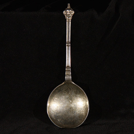 CHRISTOPHER BAUMAN. 1784, Hudiksvall, soup spoon with cherub knob ...