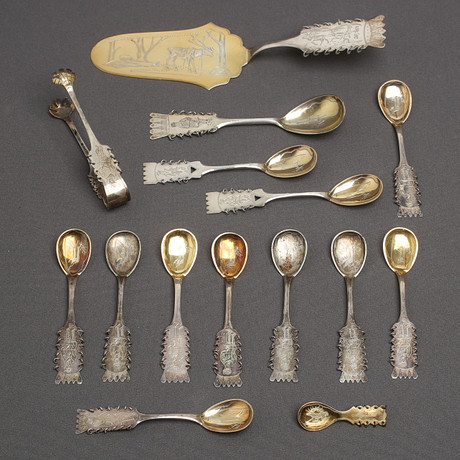 SILVER, 15 delar, samiskt, främst Persson Ur Optisk- & Guldsmedsaffär ...