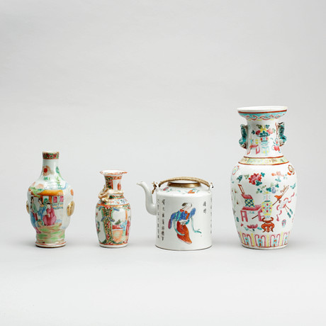 Vases, 3 pieces and a teapot. 1900s. Ceramics & Porcelain - Oriental ...