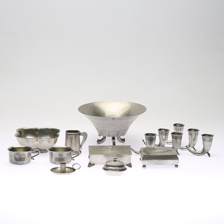 PEWTER OBJECTS, 15 pcs, 1900s. Silver & Metals - Pewter, Brass & Copper ...