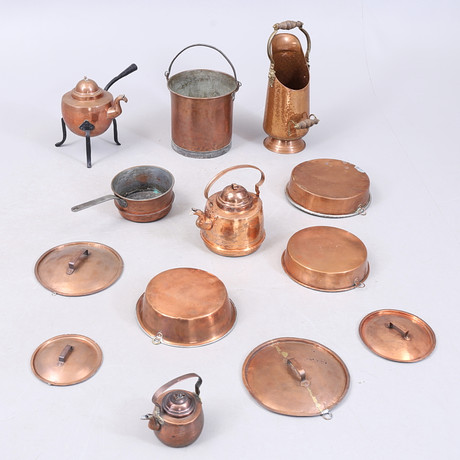 COPPER OBJECTS, 13 pcs, 19th/20th century. Silver & Metals - Pewter ...