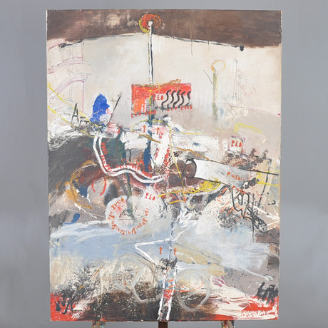 PONTUS CARLE. öljy kankaalle, koostumus. Taide - Maalaus - Auctionet