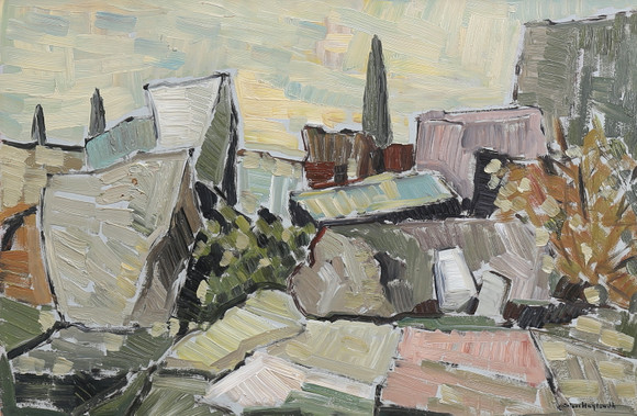 STURE HAGLUNDH. "Ancient Landscape, Italy". Oil on Board, signed. Art ...