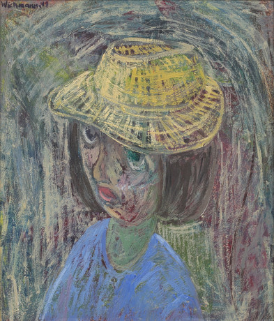 HARRY WICHMANN. "Girl in a yellow hat", oil on Board, signed Wichmann ...