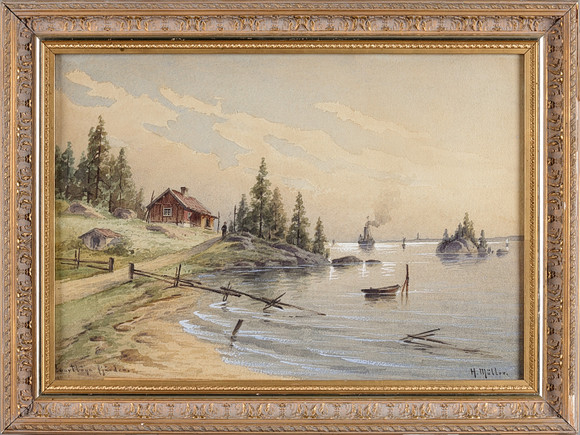 HERMAN MÜLLER (1840-1919). Svartlöga, signerad H.Huller, blandteknik ...