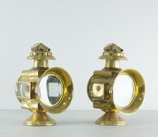 WAGON LIGHTS, a pair, newly manufactured after an old model. Lighting ...