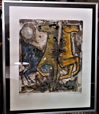 WALTER LINDNER. Horses, monotype, 1972, signed by hand. Art ...