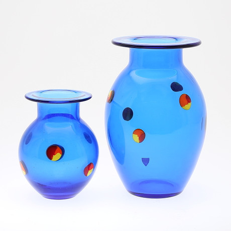 ERIKA LAGERBIELKE. VASES, 2 pcs, glass, "Pepperoni", Orrefors. Glass ...