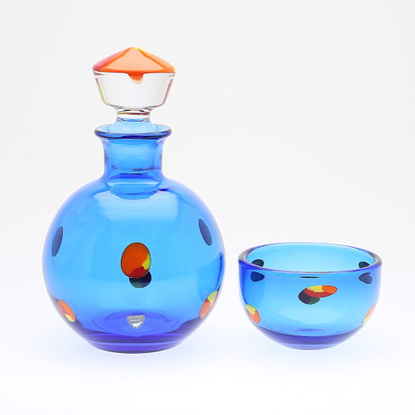 ERIKA LAGERBIELKE. CARAFE, BOWL, 2 pcs, glass, "Pepperoni", Orrefors ...
