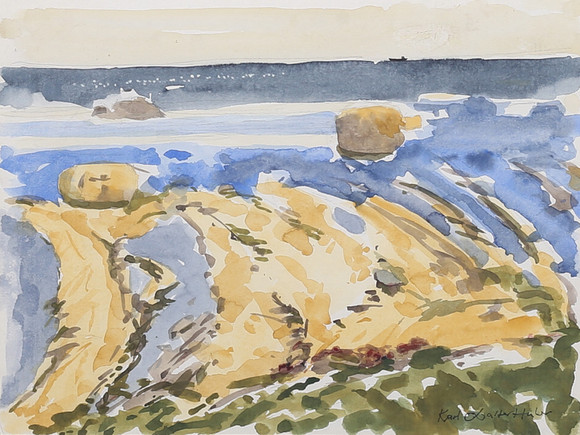 WALTER HUBER. "Wave marks", watercolor on cardboard, signed. Art ...