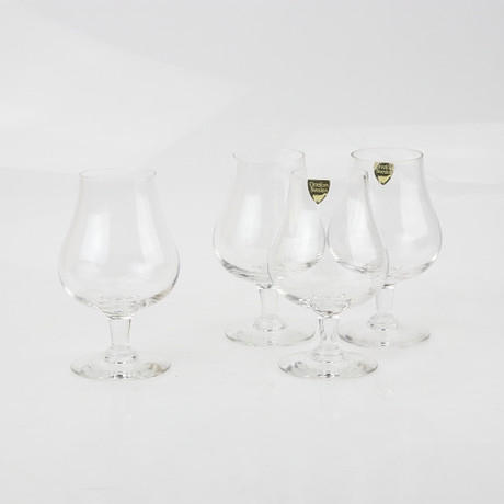 COGNAC CUPS, 4 pcs. "Arne" semi-crystal, Nils Landberg, Orrefors. Glass ...