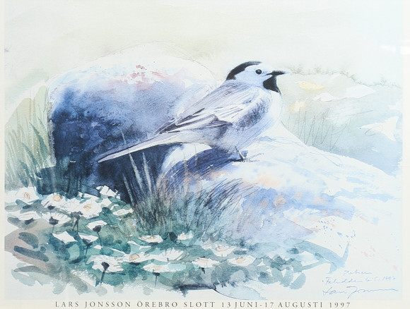 LARS JONSSON. Cereal seed. Framed exhibition poster, Örebro Castle, 1997. Art - Engravings ...