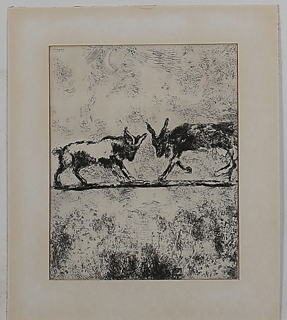 MARC CHAGALL. Etching, "The two goats" signed in the plate. Art ...