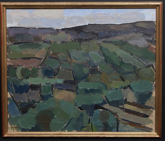 BENGT CRANTZ. "Landskap med olivträd, Cadaques". Olja på duk, signerad ...