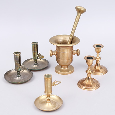 CANDLE STICKS, MORTAR, 6 parts, Skultuna, Scandia. Silver & Metals ...