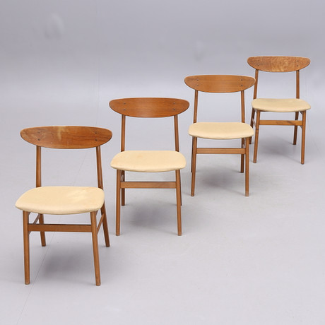 STOLAR, 4 st, teak, 1950-tal. Möbler - Fåtöljer & Stolar - Auctionet