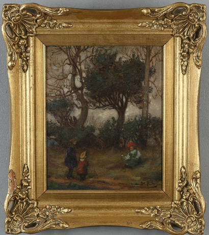 GEORGE HAMILTON CONSTANTINE. Children wind hedge, oil on canvas, signed ...