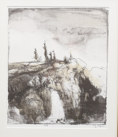 STIG OLSON (1936-2016). The rock at Svarthall, color lithograph no EA ...